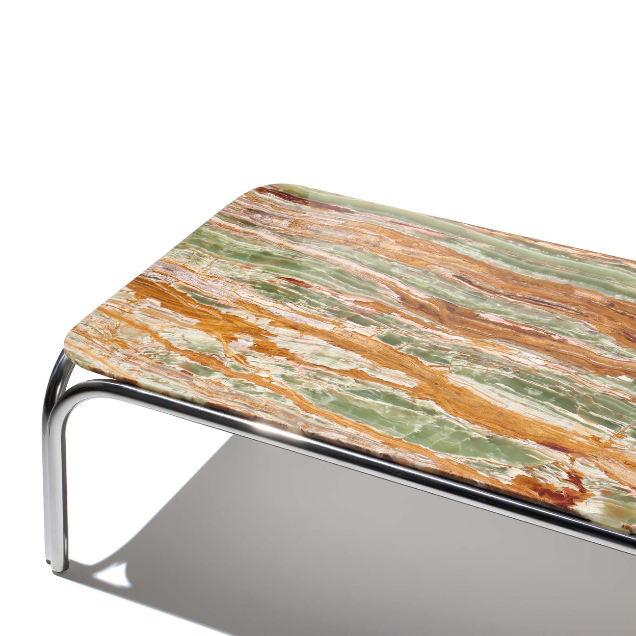 MALIBU Terrain Marble Table Top with Polished Stainless Steel Metal ...